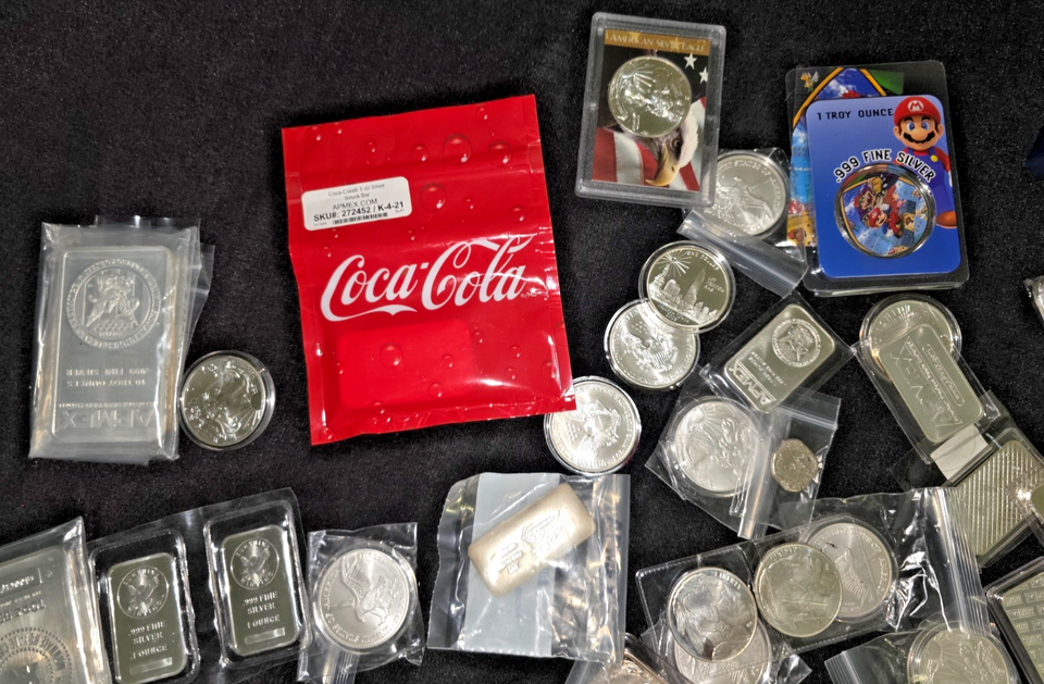 10 troy oz. Random Silver Lot .999 certified Silver Bars Rounds Eagles ...