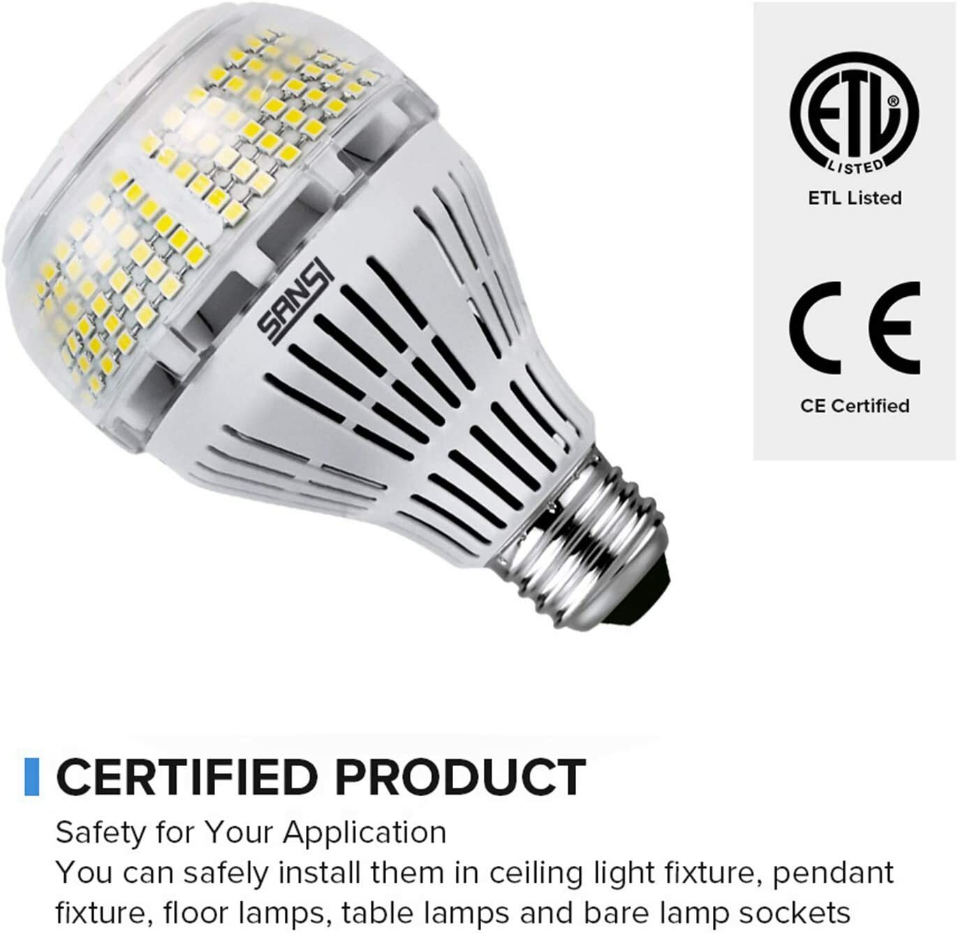 SANSI 500W LED Light Bulb A21 5000K 5000lm Energy Saving Efficient E27 ...