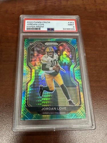 2020 Panini Prizm Packers Jordan Love Rookie Green Hyper Prizm /175 PSA ...
