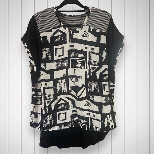 THREADZ AUSTRALIA Size 18 HiLo Black & White Stripes Cap Sleeveless ...