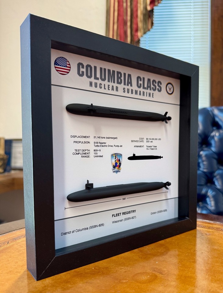 Columbia Class Submarine Shadow Display Box, 9" x 9", Black | eBay