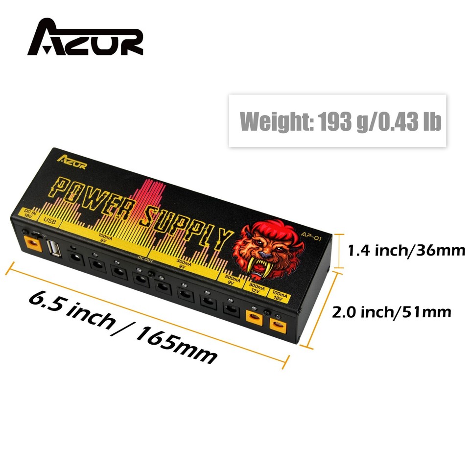 AZOR Guitar Effect Pedal Power Supply 18V 1A Input Overcurrent ...