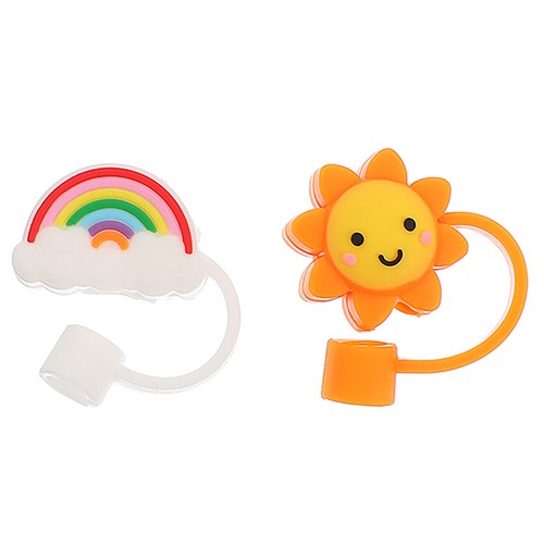 2 Pcs Creative Straw Tips Reusable Protectors Cover Cartoon Plug | eBay ...