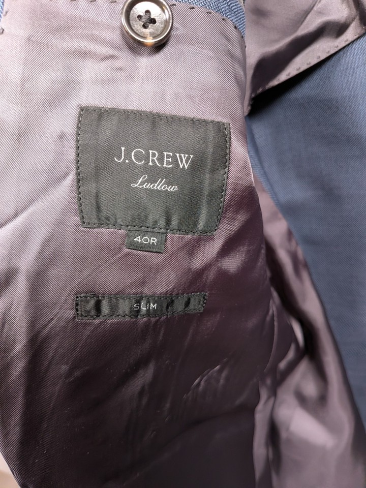 J Crew Ludlow Jacket Tollegno 1900 Italian Wool Blazer Mens 40R Blue ...