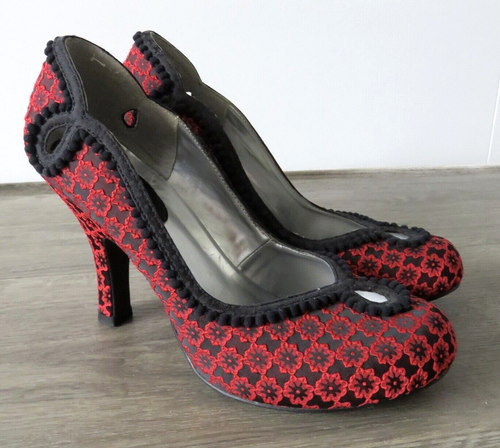 RUBY SHOO STUNNING MILEY RED BLACK POPPY COURT HEELS SHOES UK 5 EUR 38 ...