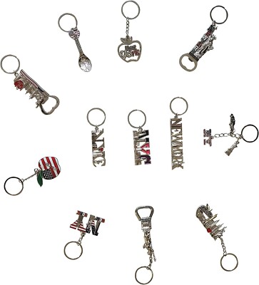 12 Pack New York City Metal Keychains NYC KeyRing Souvenir Gift 4pc ...