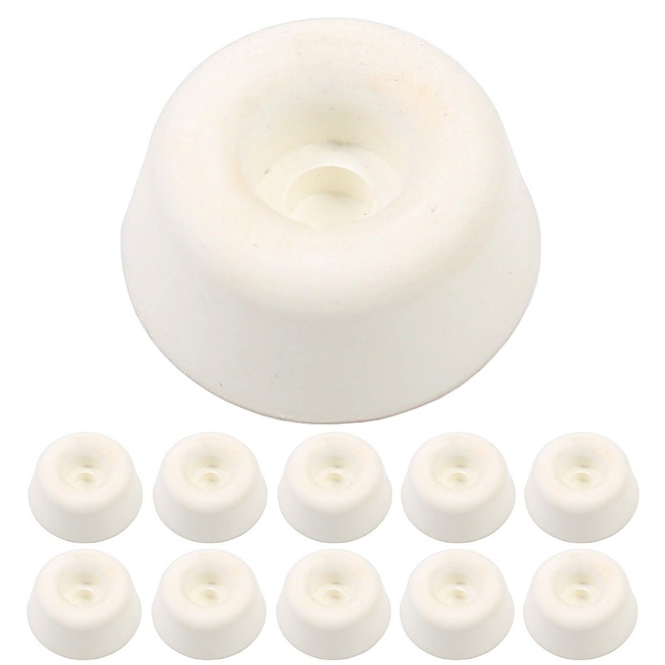 10x WHITE RUBBER TOILET SEAT BUFFERS 19MM Pads Small Furniture Bathroom ...