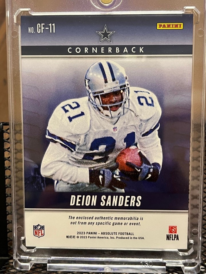 DEION SANDERS 2023 ABSOLUTE "CHAMPIONSHIP FABRIC" COWBOYS HOF WORN ...