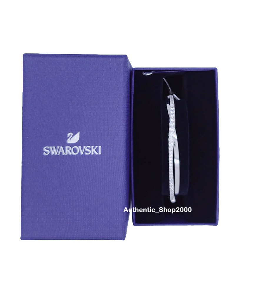 NEW Authentic SWAROVSKI Rhodium Crystal Pavé Twist Rows Bangle Bracelet ...