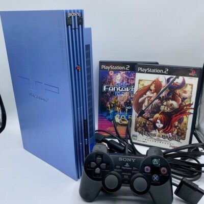 Sony PlayStation 2 PS2 NTSC-J Console SCPH-39000 Aqua Blue 2 Game ...