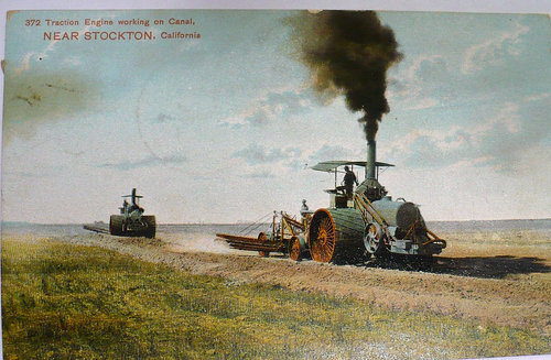 1908 STEAM TRACTORS WOKING CANAL STOCKTON CALIF POSTCARD | eBay