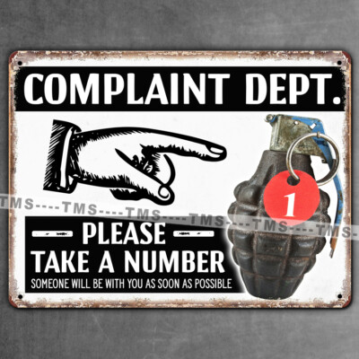COMPLAINT DEPT METAL SIGN FUNNY HUMOROUS OFFICE VINTAGE RETRO KITCHEN ...