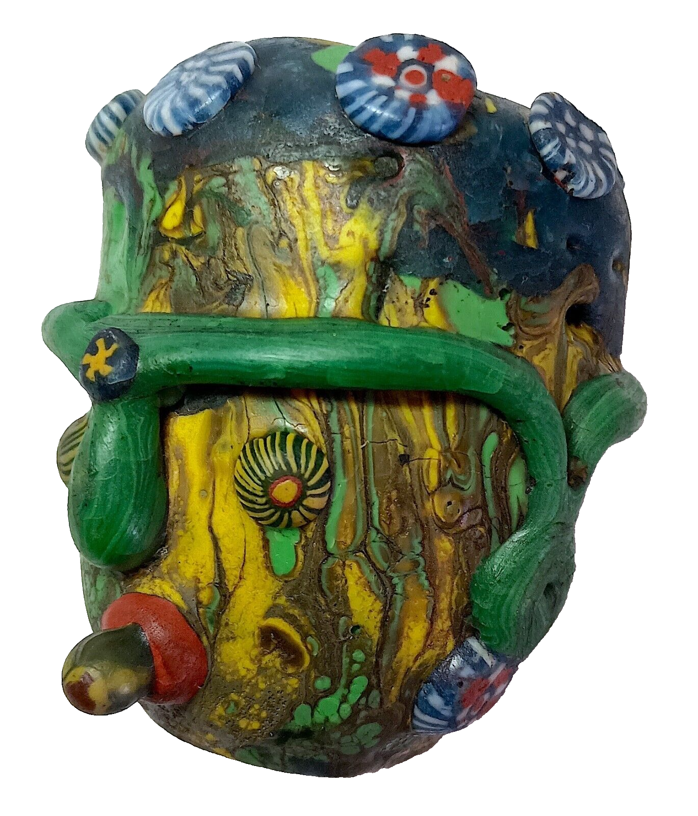 Double Sided Faces, Glass Sculpture, 2.25", Nearly a Bead, Includes 5.5 ...