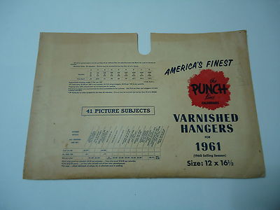 America's Finest Punch Calendars Line 1961 Large Empty Envelope Prices ...