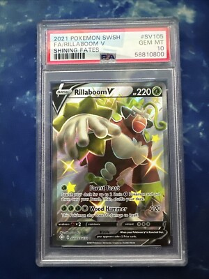 Pokemon Shining Fates: Shiny Rillaboom V SV105/SV122 Full Art - PSA 10 ...