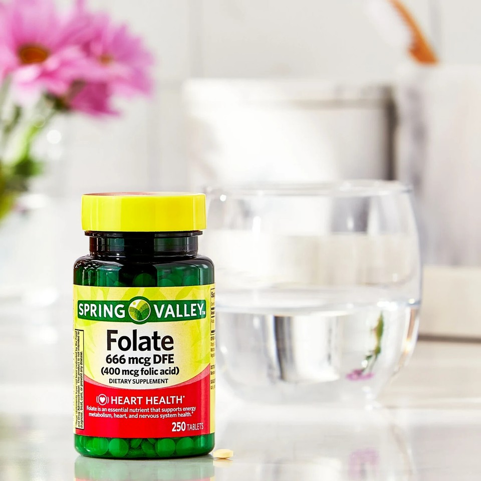 Spring Valley Folate Dietary Supplement 400 mcg 666 mcg DFE 250 Count ...