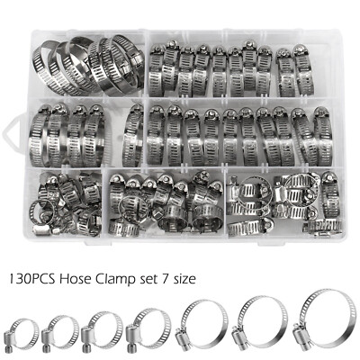 130/60pcs Adjustable Hose Clamps Worm Gear Stainless Steel Clamp ...