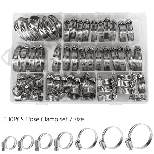 130pcs Adjustable Hose Clamps Worm Gear Stainless Steel Clamp ...