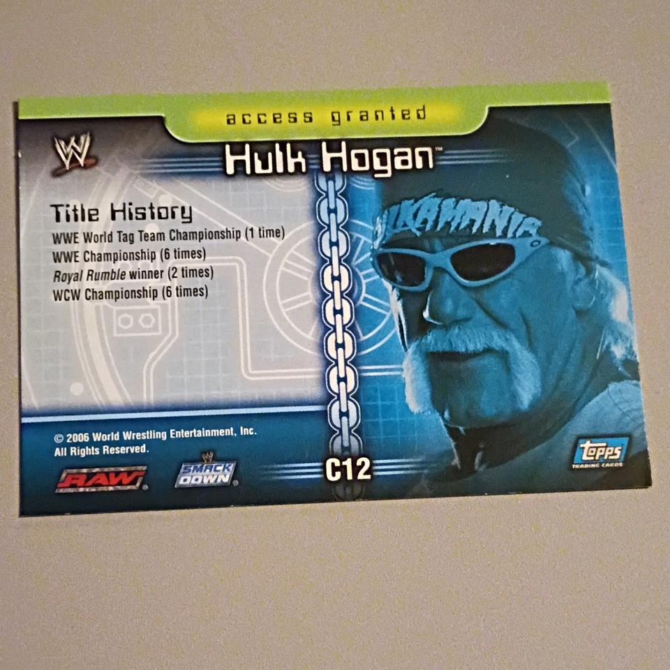 Topps 2006 WWE Hulk Hogan #C12 Restricted Access Trading Card | eBay