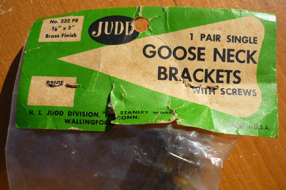 (1 PAIR) Vintage Judd Stanley Brass Finished 3" Goose Neck Cafe Rod ...