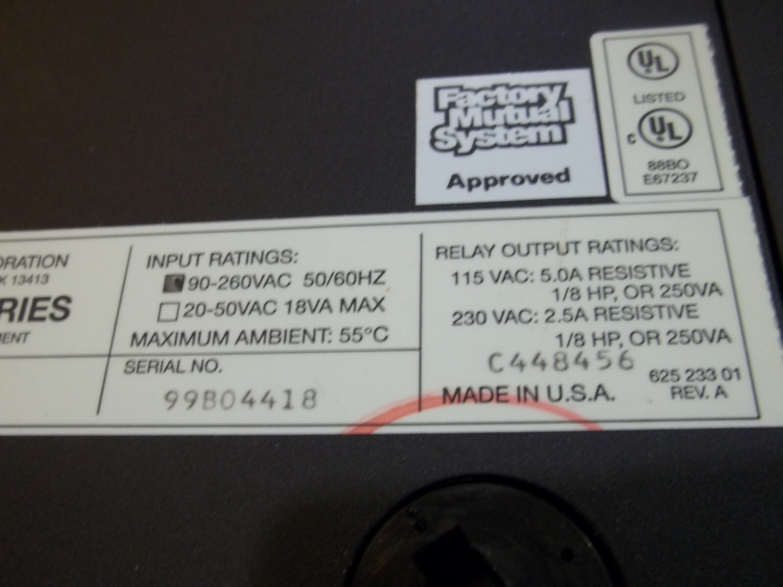 PARTLOW 54411011 MRC 5000 CHART RECORDER 90-260 VAC 50/60HZ (853) for ...