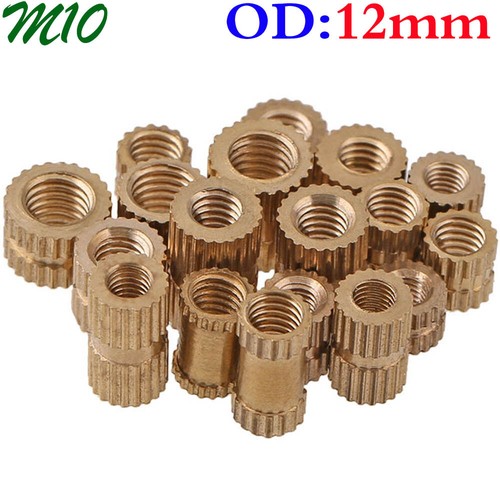 M10 Outer Diameter 12mm Brass Knurled Nuts Threaded Round Insert ...