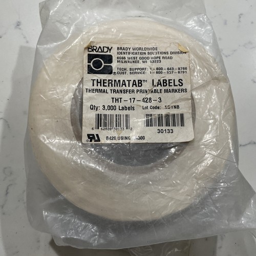 BRADY THT-17-428-3 LABELS 1" x 2" ROLL 3" LIGHT GRAY METALLIZED B-428 ...