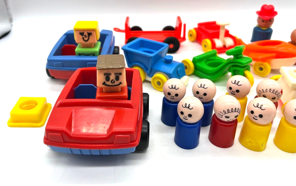Vintage FISHER-PRICE Little People Lot - Figures & Vehicles- Square ...