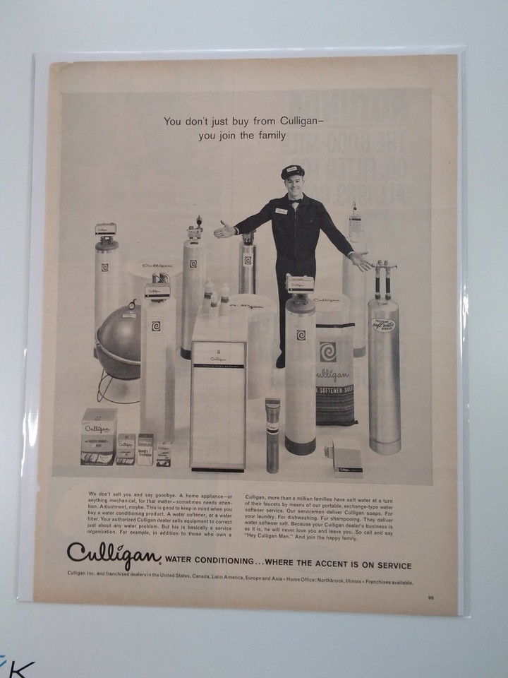Culligan Water Print Ad Original Rare Vtg 1960s Service Man Northbrook ...