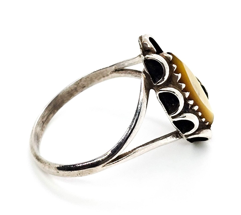 Navajo Yellow Mother of Pearl shell Native American vintage sterling ...