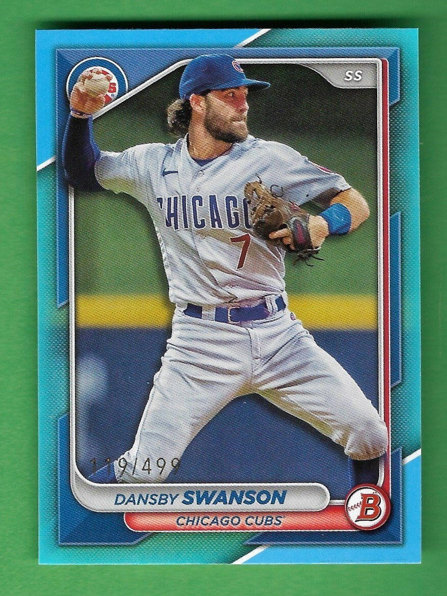 DANSBY SWANSON 2024 BOWMAN PAPER SKY BLUE SP INSERT #'D/ 499 CUBS STAR ...
