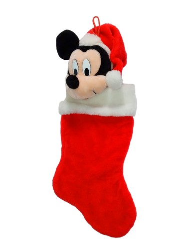 MICKEY MOUSE Christmas STOCKING 20" Plush Disney 3-D Red White Santa ...