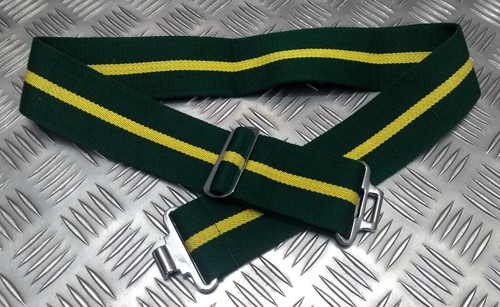 Stable Belt 57mm Green with Yellow Stripes Chrome Buckle & Slider UK ...