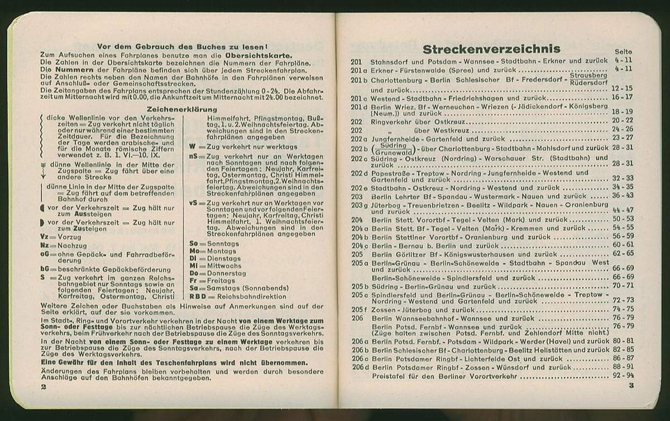 Berlin S-Bahn Taschenfahrplan 1933 Stadtbahn Ringbahn Vorortbahn ...