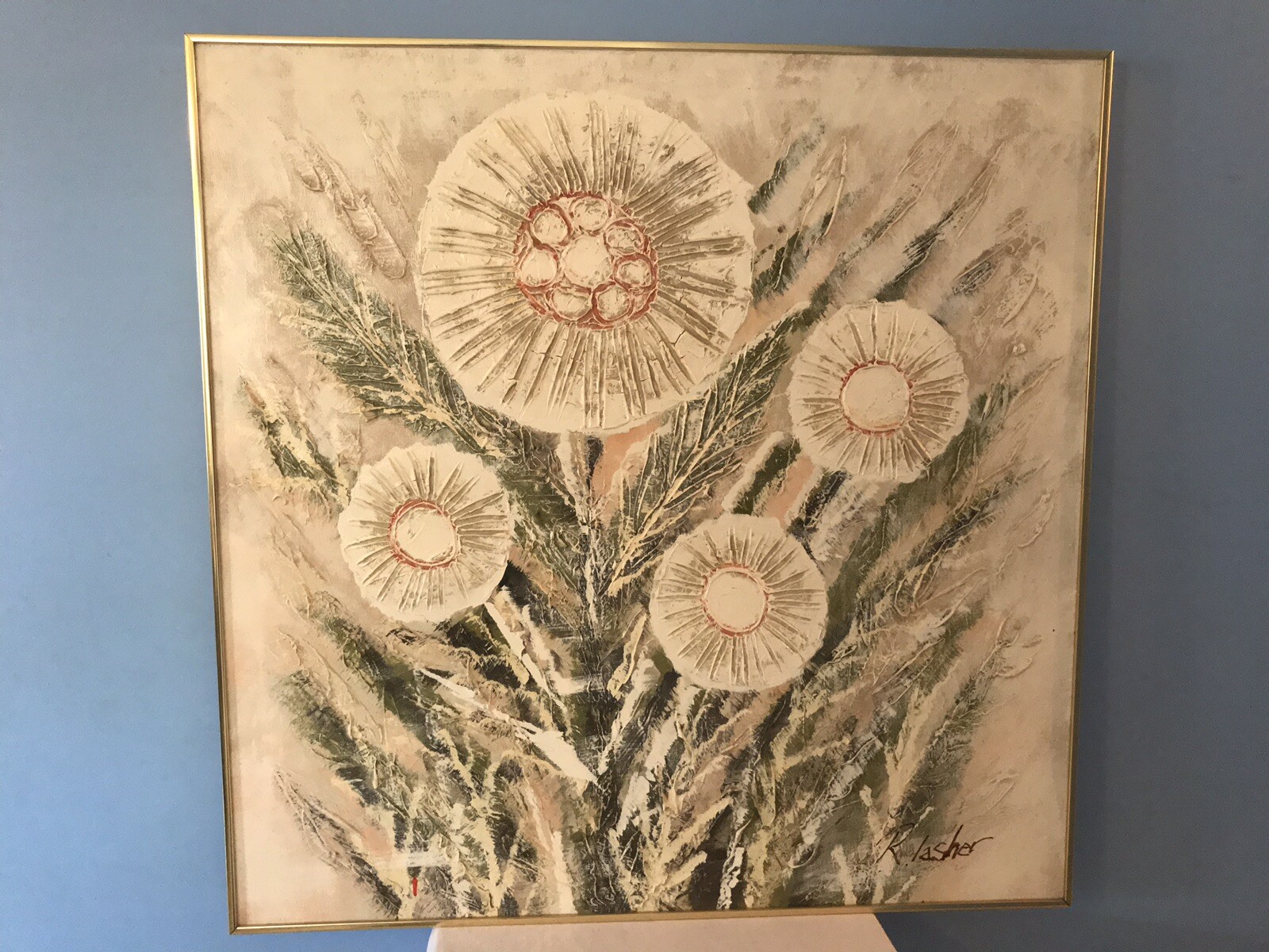 Original R Lasher Signed Floral Oil on Canvas Painting ( Large 36”x36 ...