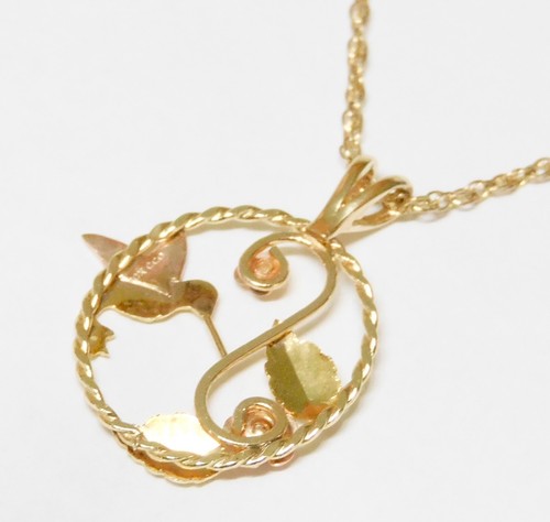 Black Hills Gold 10k Hummingbird Braided Frame Pendant Necklace | eBay