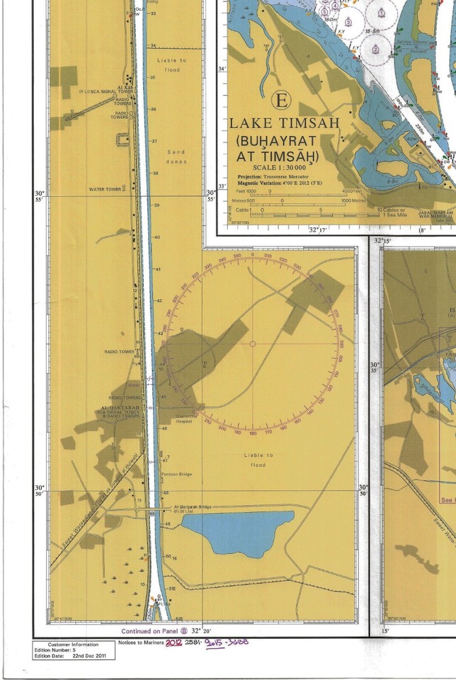 Admiralty 233 Egypt Suez Canal (Qanat As Suways ) Map Chart Maritime ...