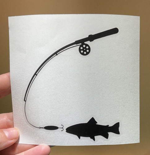 Fly rod Reel fish Fishing BLACK Vinyl Decal for Car Truck Window MANY ...