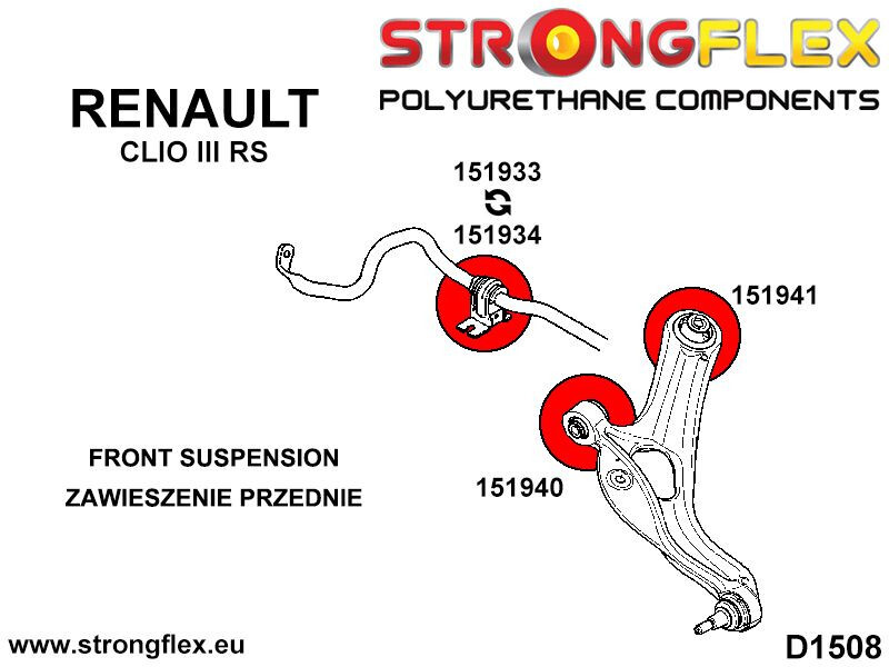 PU Front Control Arm - Rear Bushing Sport fits Renault Clio Clio III ...