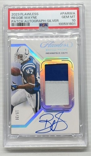 2023 Panini Flawless Reggie Wayne Patch Auto Silver #15/20 PSA 10 | eBay
