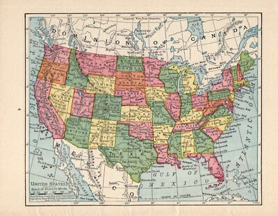 Antique Small UNITED STATES Map 1925 USA Map of the United States smap ...