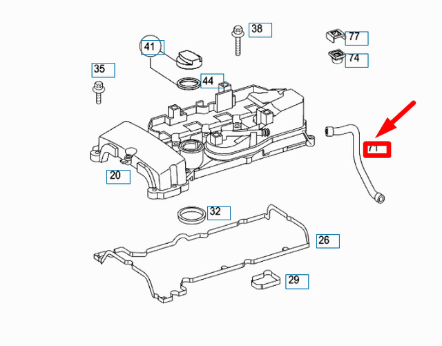 Mercedes-Benz Cylinder Head Cover Breather Hose A2710160481 for sale ...