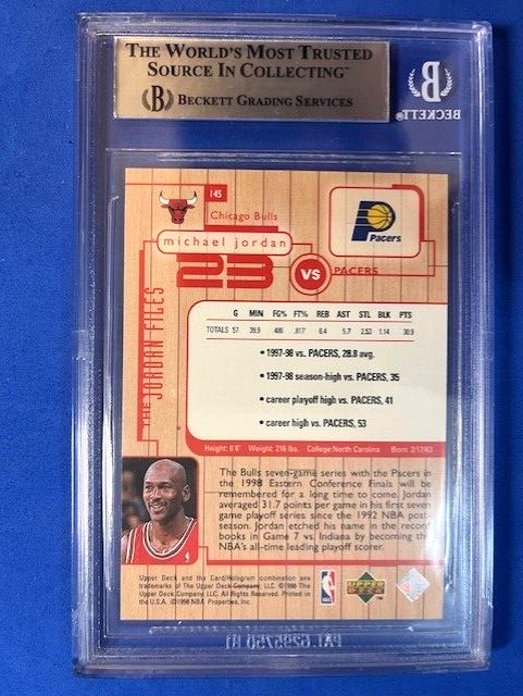 Michael Jordan 1998 Upper Deck MJ Living Legend #145 vs Pacers BGS 9 ...