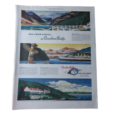 1950 Canadian Pacific Railway - Spans the Pacific - Vintage Print Ad | eBay