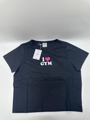 Gymshark Women's I Heart Gym Print Crop Top - Black - XL | eBay