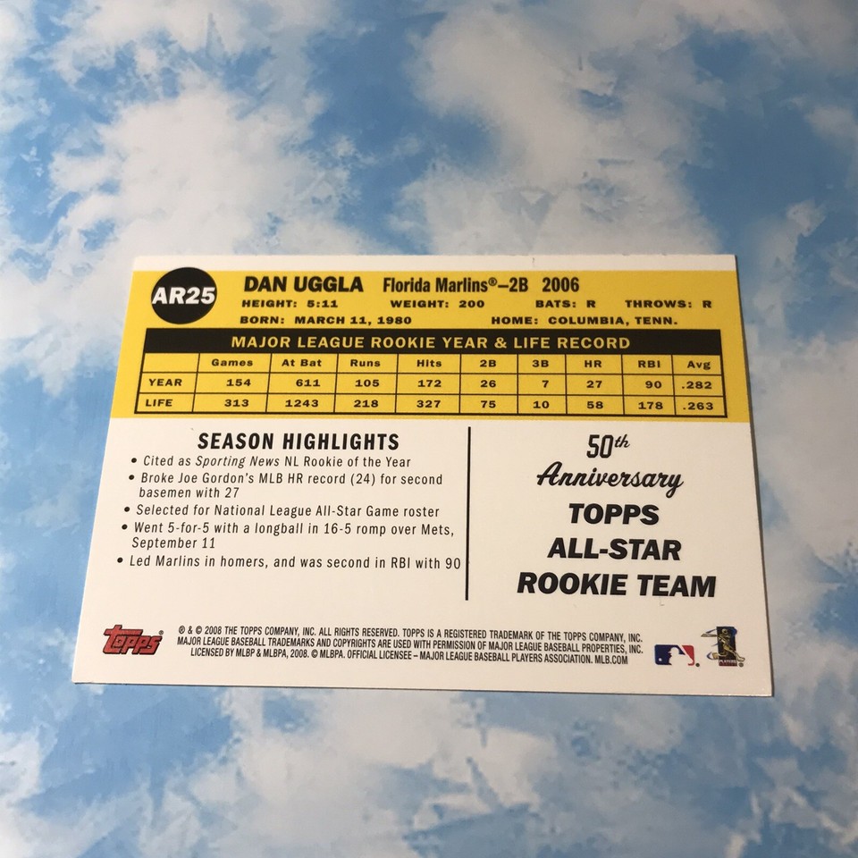 2008 Topps Baseball 50th Anniversary All Rookie Team #AR25 Dan Uggla ...