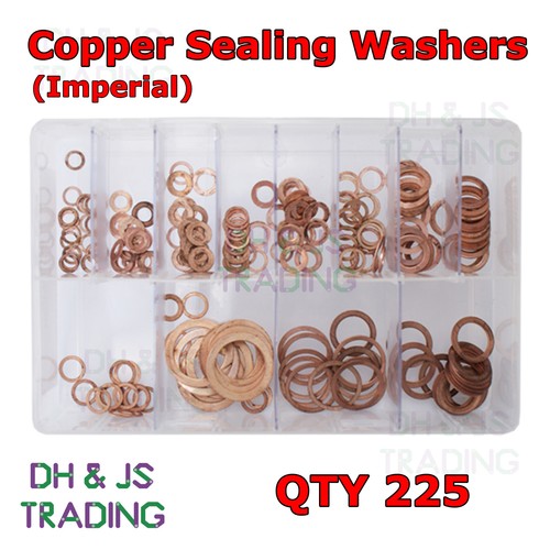 Assorted Box of Copper Sealing Washers Imperial 1/4 5/16 1/8 3/8 1/2 ...