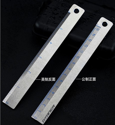 EDC Titanium Straight ruler Straightedge Measuring length 15cm / 6in ...