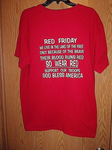 Red Friday their Blood run Red God bless America red graphic L t shirt ...