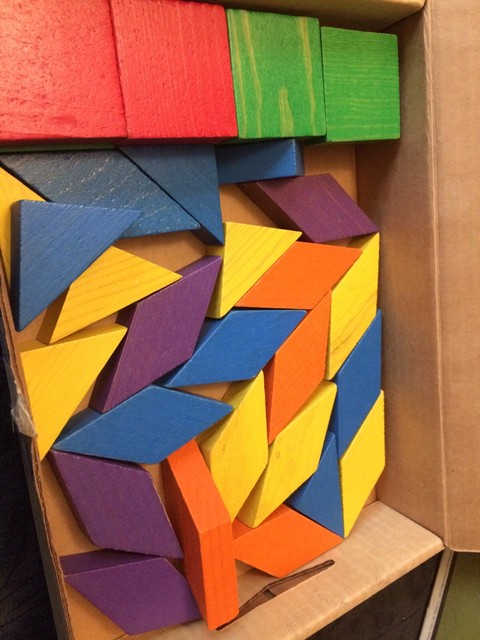 VINTAGE 1979 PLAYSKOOL PARQUETRY BLOCKS & 20 PATTERN CARDS NO. 306 ...